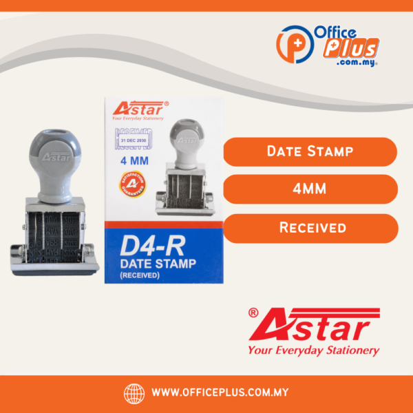 ASTAR Received Date Chop D-4R Rubber Stamp | OfficePlus