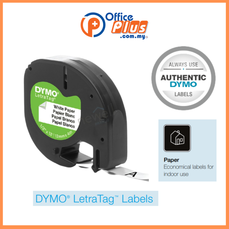 Dymo LetraTag Labelling Tape (12mm X 4m) – Paper White - OfficePlus ...