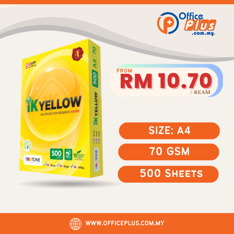 IK Yellow A4 Copier Paper 70gsm – 500 sheets - Office Plus