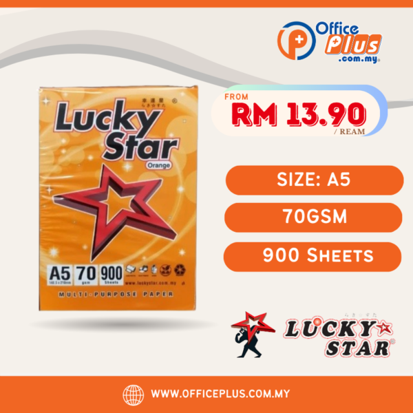Lucky Star Gold A5 Paper 70gsm – 900 Sheet - OfficePlus Malaysia ...