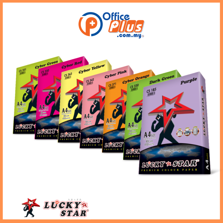 Lucky Star A4 Color Paper 80gsm – 450 Sheets (Light Color) - OfficePlus ...