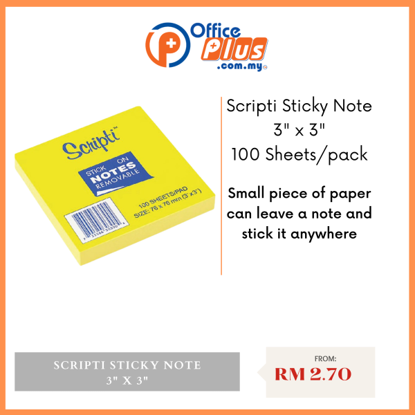 Scripti Stick On Note - OfficePlus Malaysia