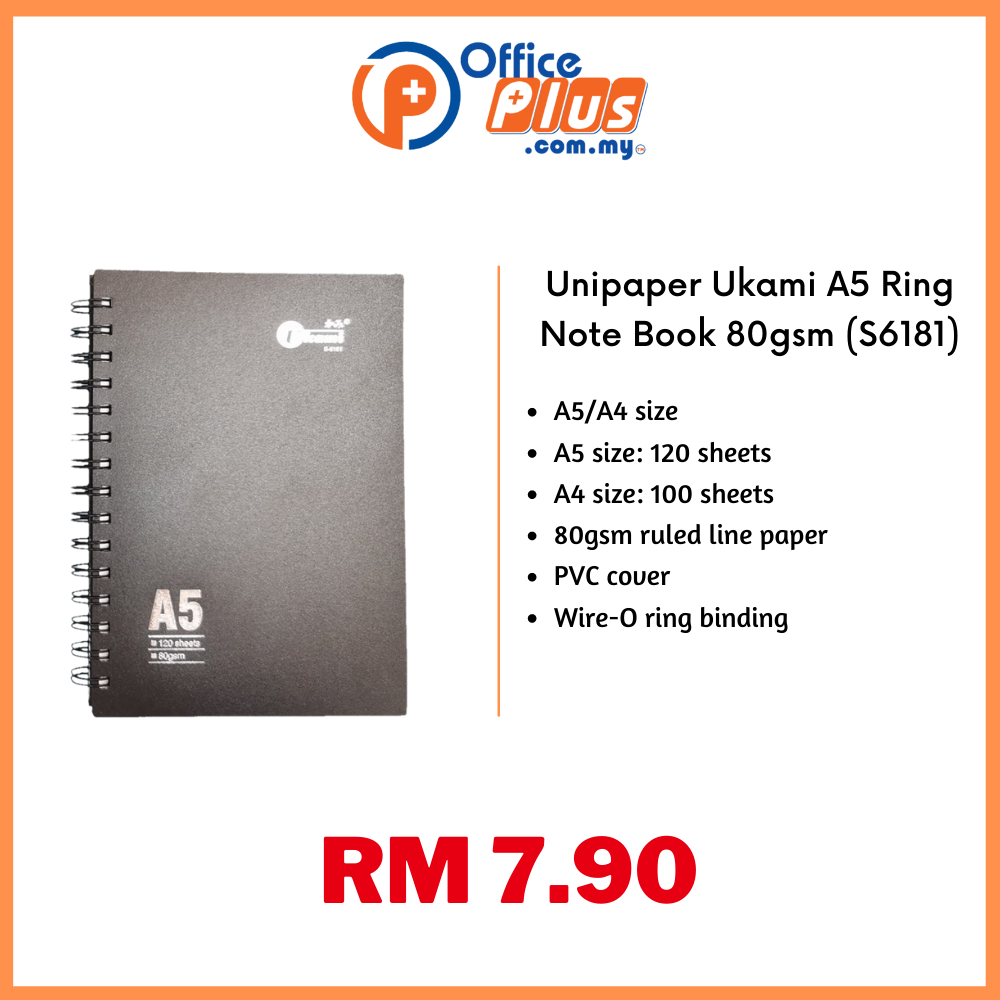 Unipaper Ukami Ring Note Book 80gsm A5/A4 - Office Plus