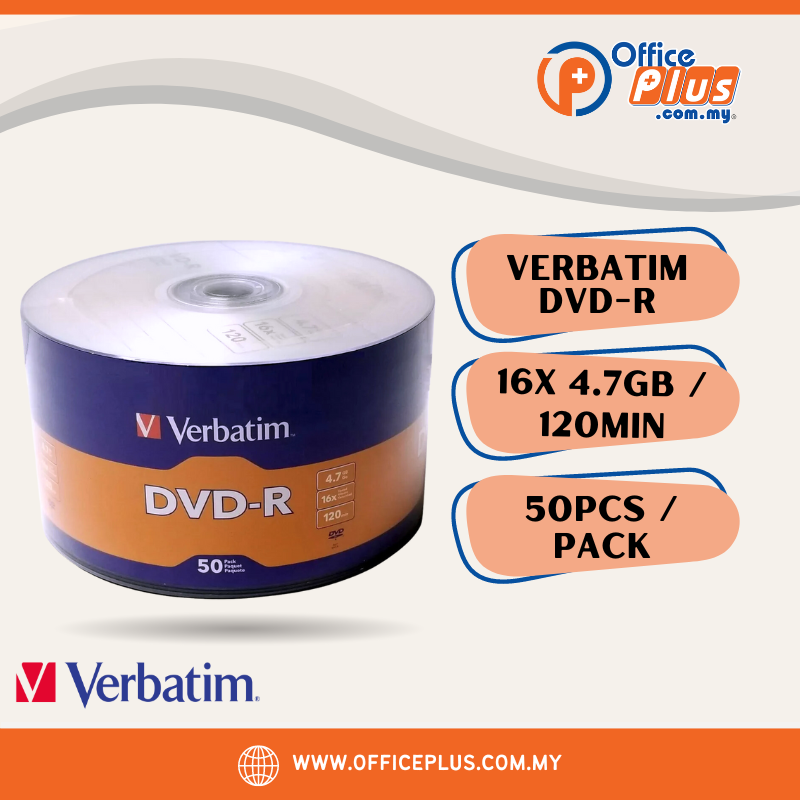 Verbatim DVD-R 16X 4.7GB 120MIN 50PCS - Office Plus