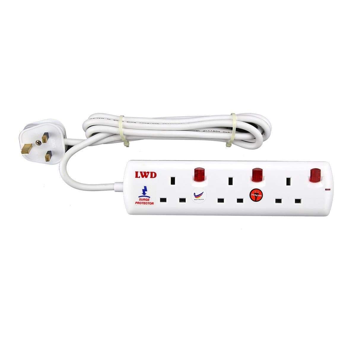 LWD 3 Gang 5 Meter Extension Wire Plug Cord With Neon Sirim Certified ...