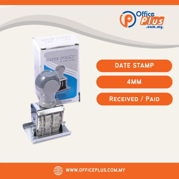 Date Stamp Chop – PAID / RECEIVED Rubber Stamp - OfficePlus Malaysia