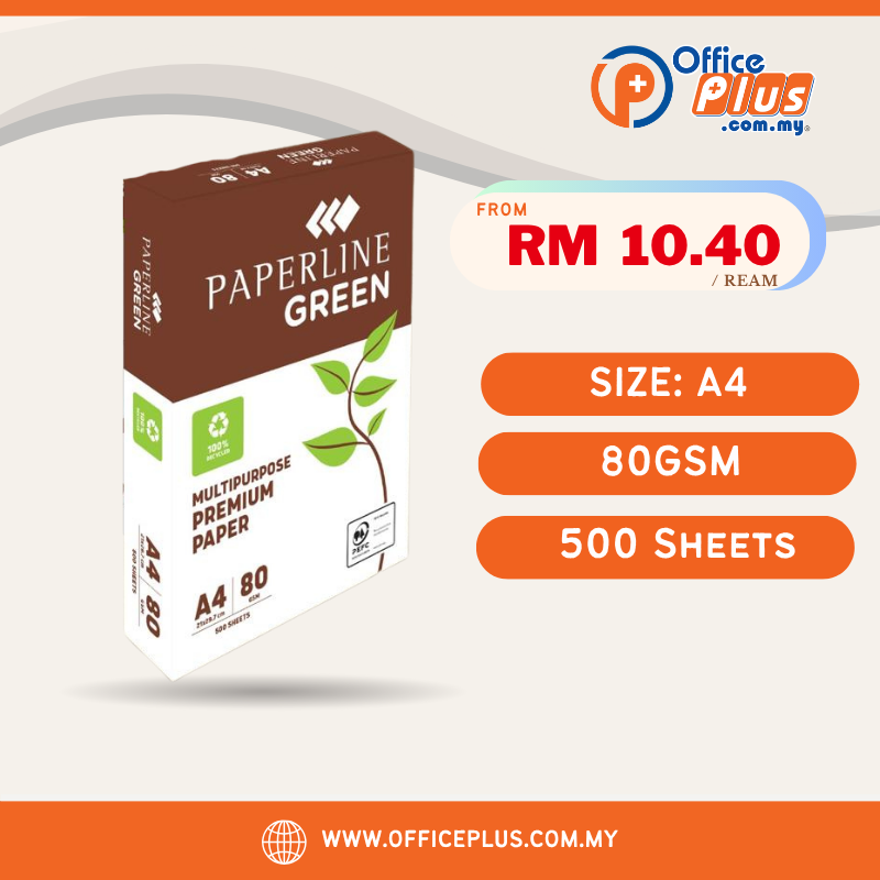 (Pre-order) Paperline Green A4 Copier Paper 80gsm 500Sheets - Office Plus